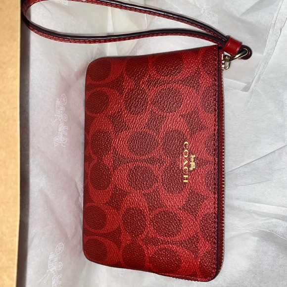 Coach | Bags | Coach Signature Red Wristlet | Poshmark
